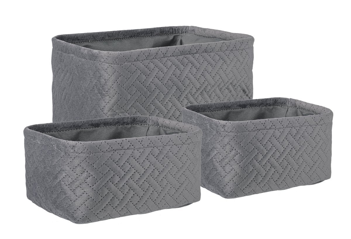 Set 3 cosuri depozitare textil gri Averill 20x14x10 cm, 24x16x11 cm ...