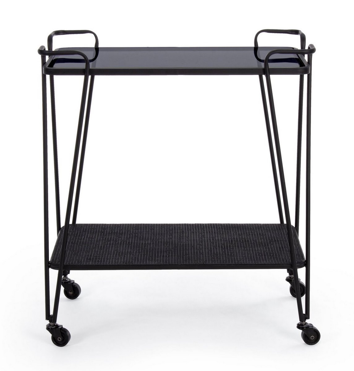 Comoda mobila cu cadru fier negru si polite sticla Zaira 75.5 cm x 36 ...