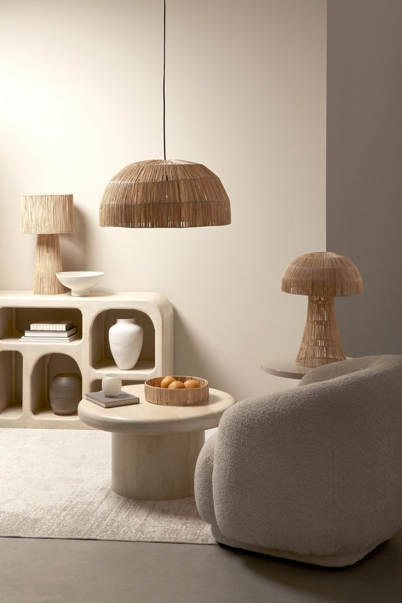 Set 2 veioze iarba mare natur Bagan Ø39x54h - Decorer