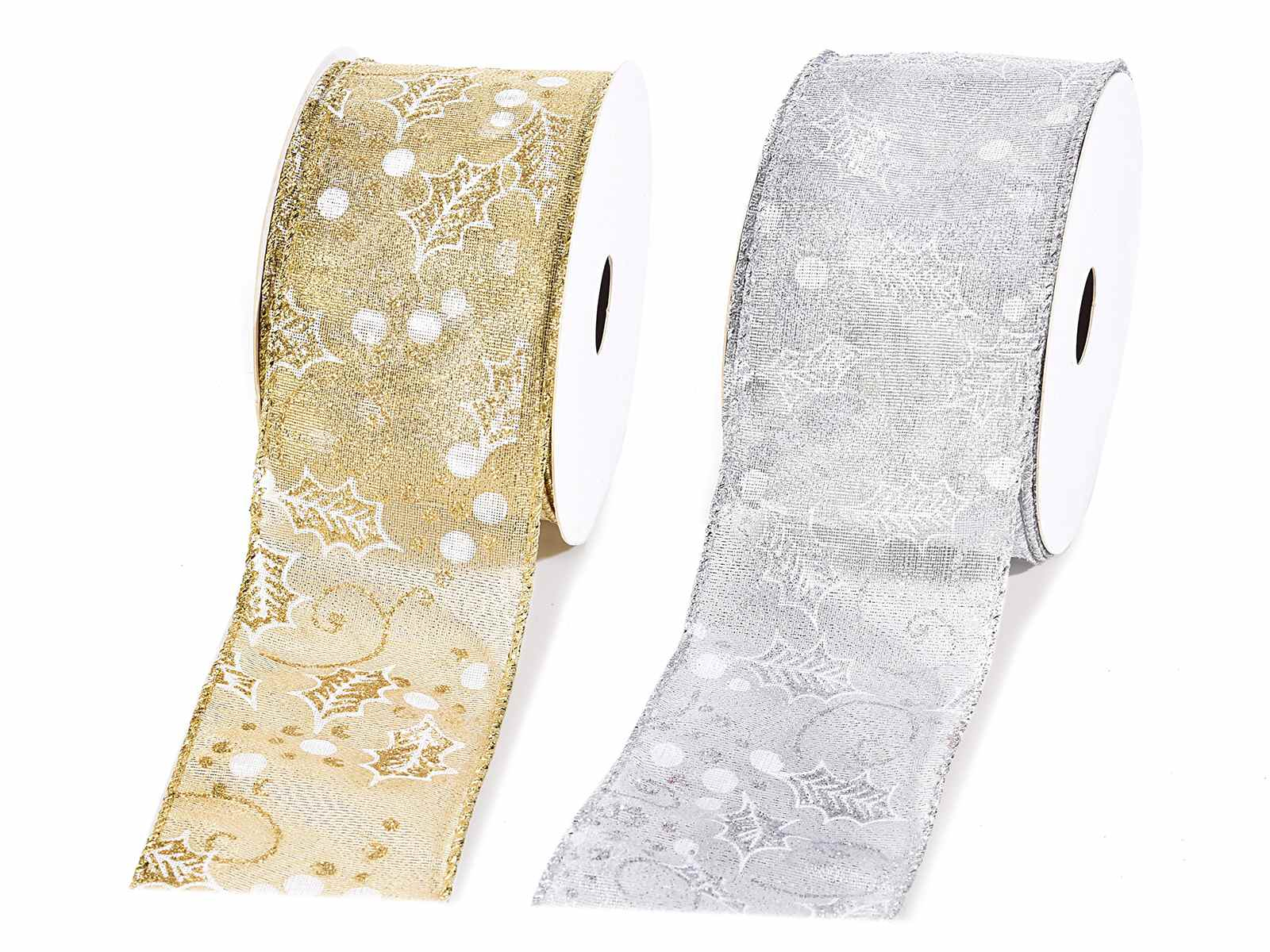 Set 2 panglici argintiu auriu Craciun 10 m x 6.3 cm - Decorer