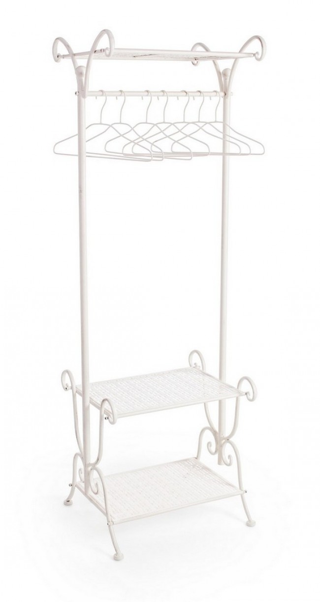 Cuier fier alb patinat Emily 55x46x170 cm - Decorer