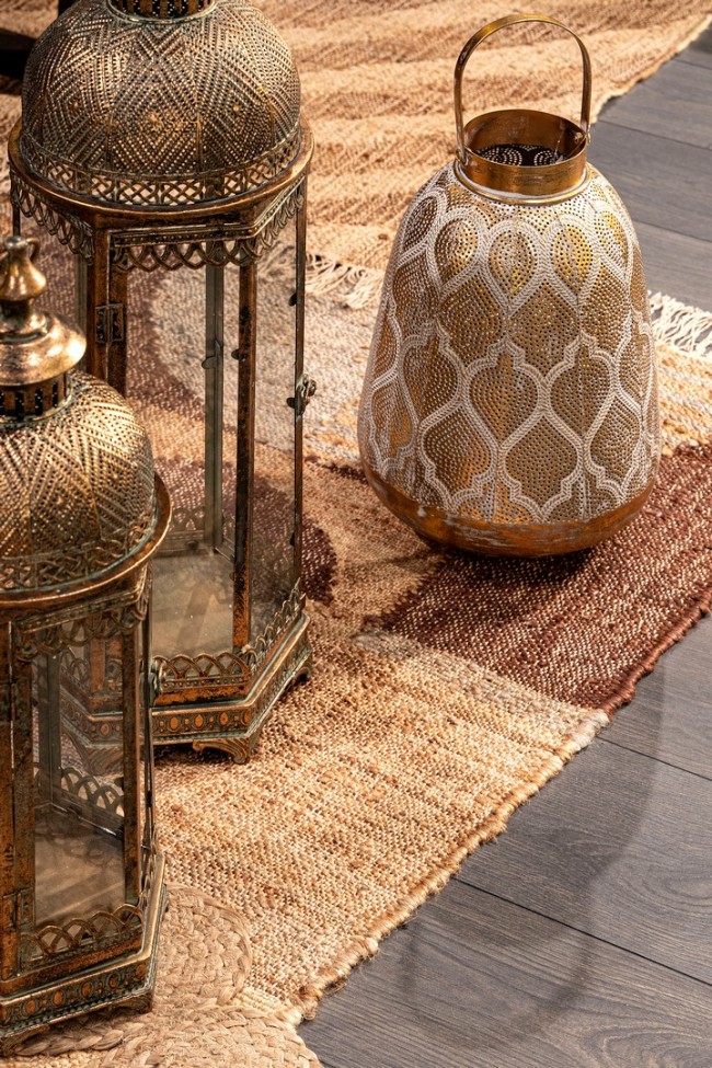 Set 2 felinare metal auriu 25.5x38.5 cm - Decorer