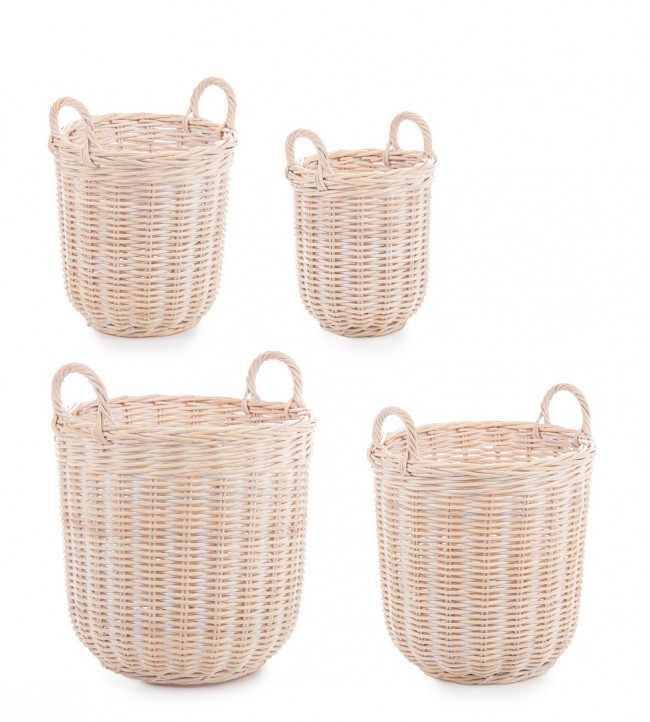 Set 4 cosuri ratan natur Narra 30x34 cm, 38x40 cm, 45x46 cm, 53x52 cm ...