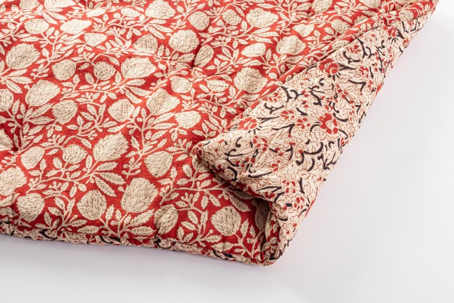 Set 4 perne podea bumbac rosu crem Lorient 60x120 cm - Decorer