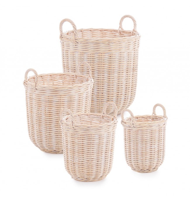 Set 4 cosuri ratan natur Narra 30x34 cm, 38x40 cm, 45x46 cm, 53x52 cm ...