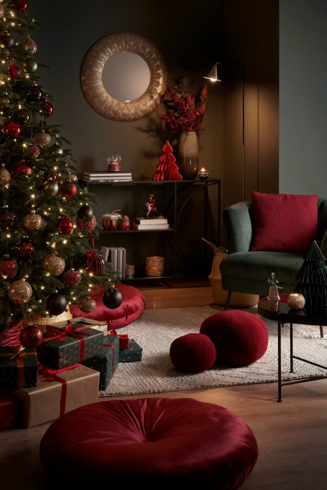 Set 4 perne podea catifea bordo Artemis 90 cm - Decorer