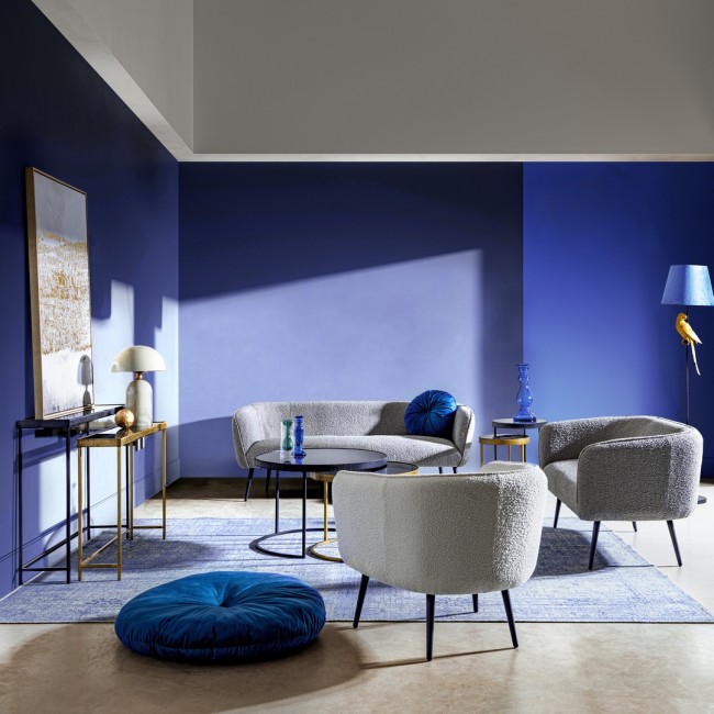 Set 4 perne podea catifea albastra Artemis 90 cm - Decorer