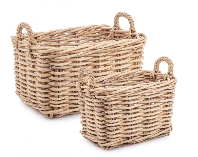 Set 2 cosuri ratan natur Malang 49x36x30 cm, 58x43x35 cm - Decorer