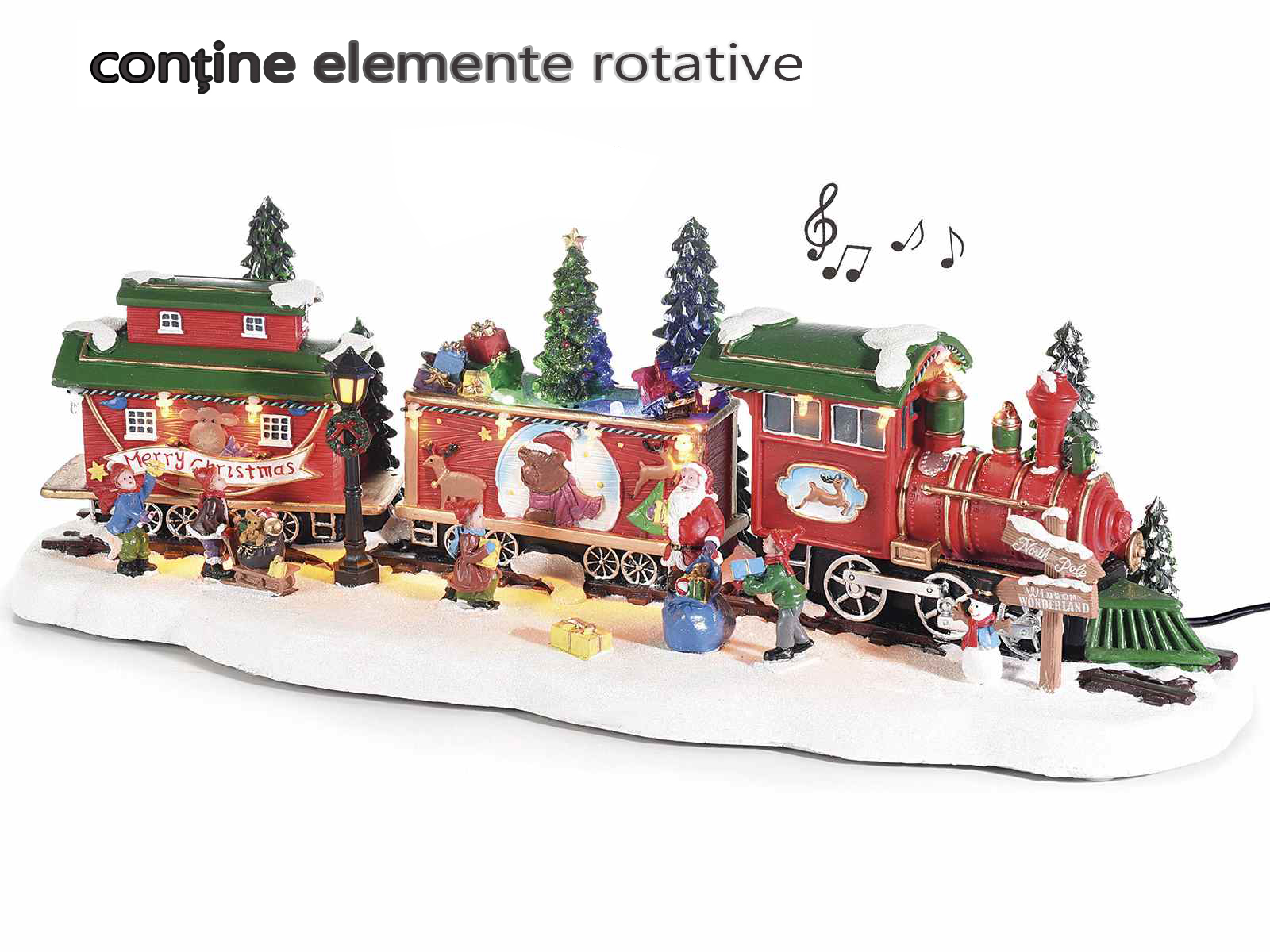 Trenulet Craciun muzical cu led 48x18x15.5 cm - Decorer