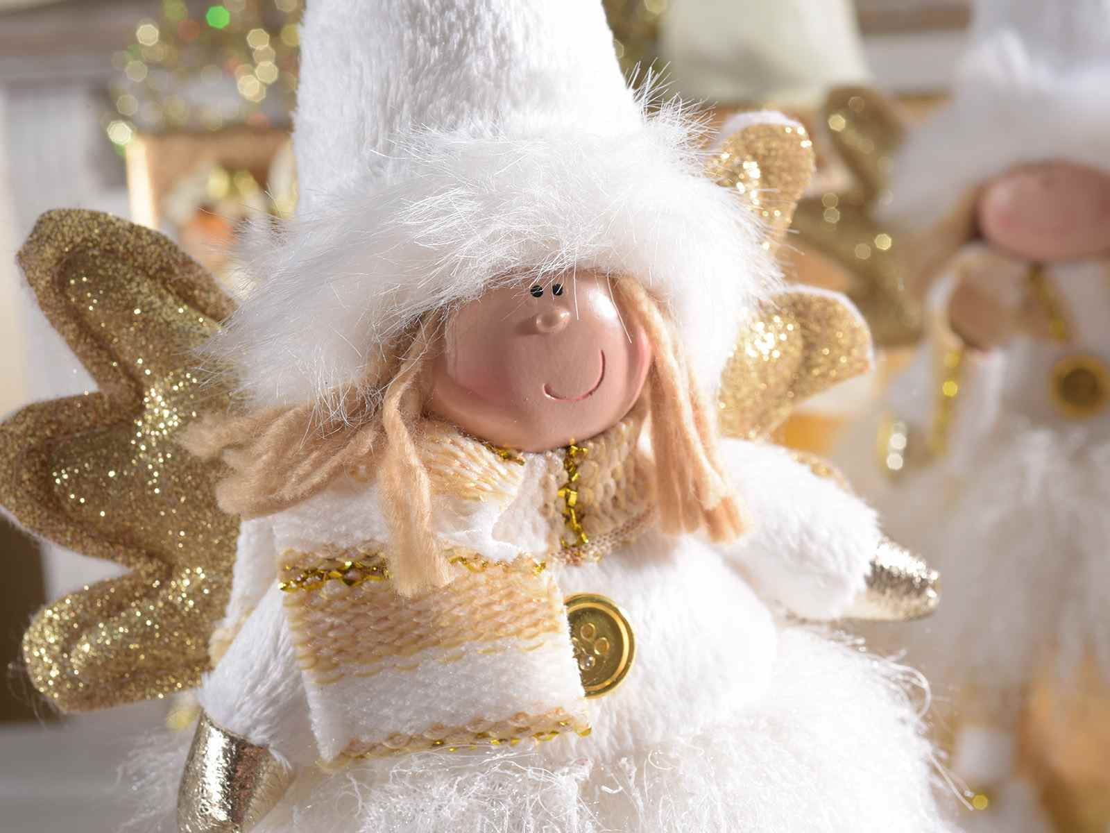 Set 2 figurine Inger alb auriu 14x6x34 cm - Decorer