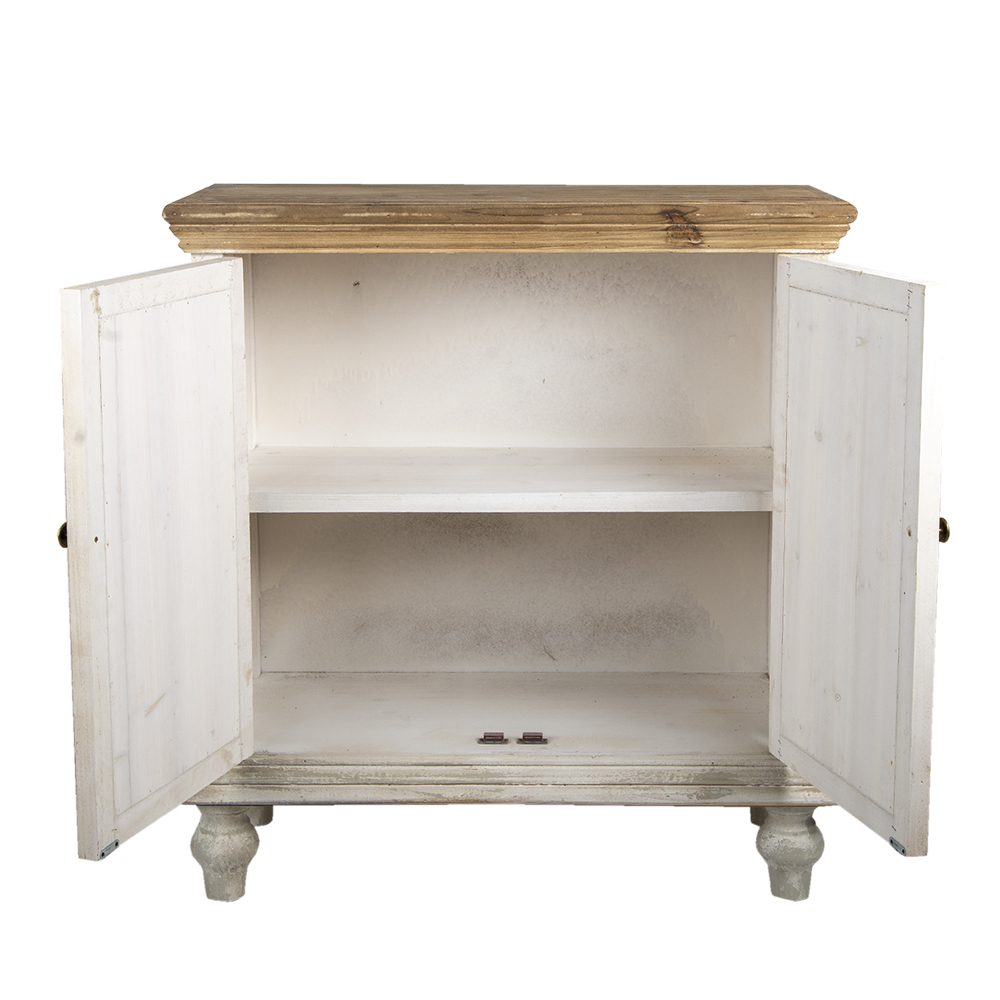 Comoda lemn maro alb patinat 91x38x100 cm - Decorer
