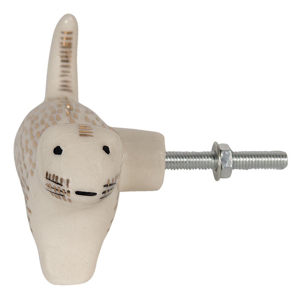 Set 4 butoni mobilier ceramica alba aurie Pisica 8x4x5 cm - Decorer