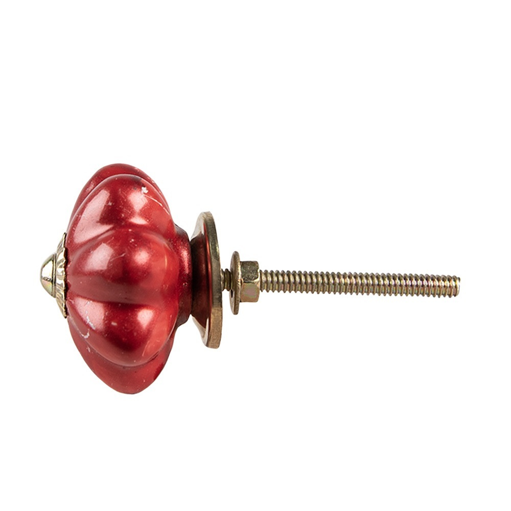 Set 4 butoni mobilier ceramica rosie Ø 4x4 cm - Decorer