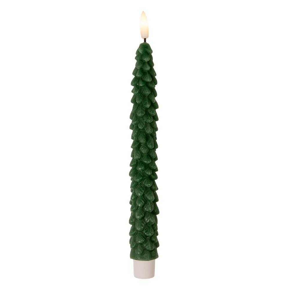 Set 2 lumanari cu led ceara verde Ø 3x25 cm - Decorer