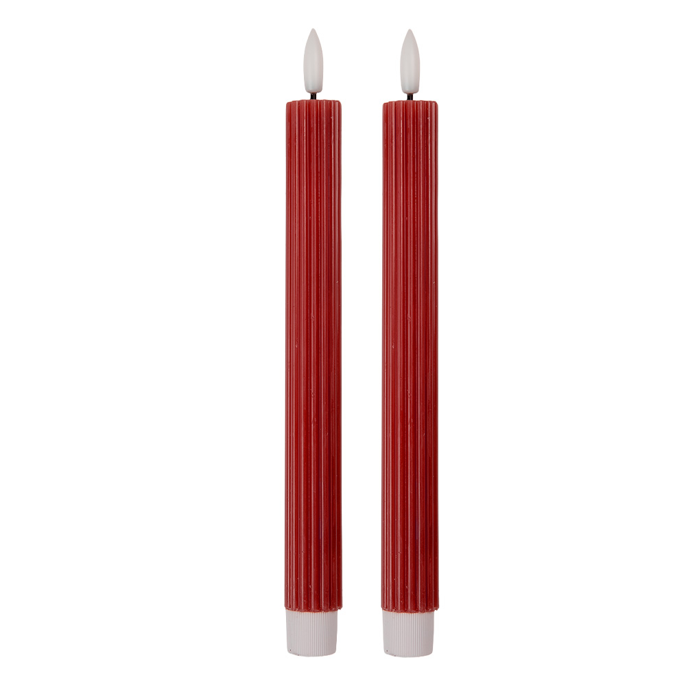Set 2 lumanari cu led ceara rosie Ø 2x25 cm - Decorer