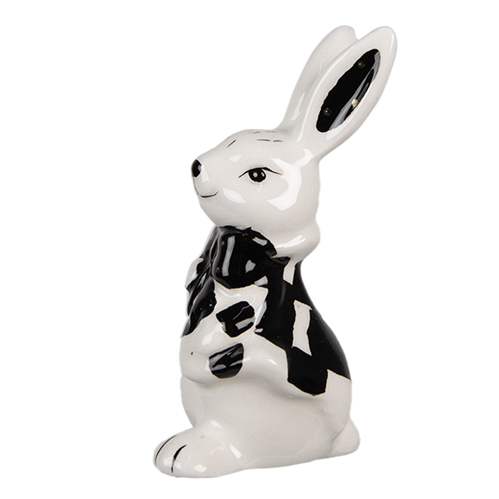 Figurina Iepuras Paste ceramica alba neagra 5x4x9 cm - Decorer