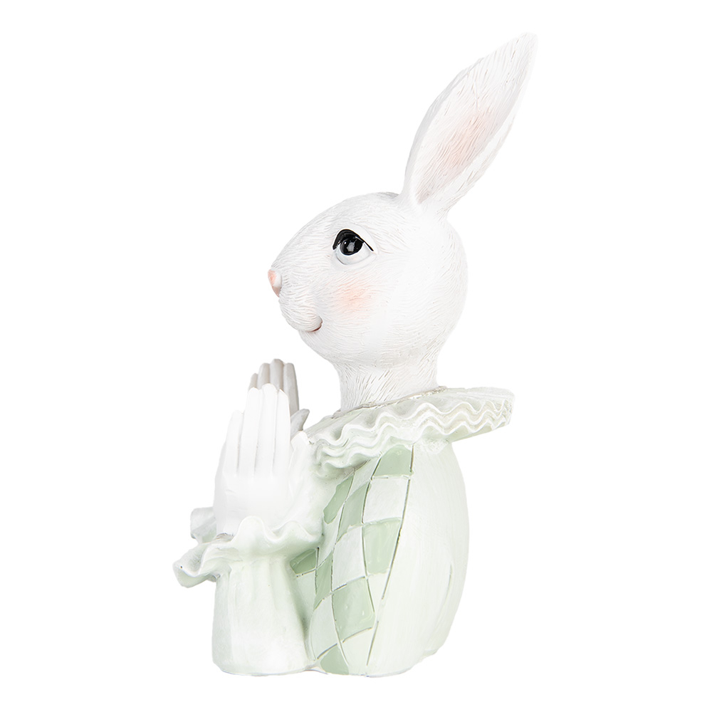 Figurina Iepurasi Paste polirasina alba verde 11x10x16 cm - Decorer