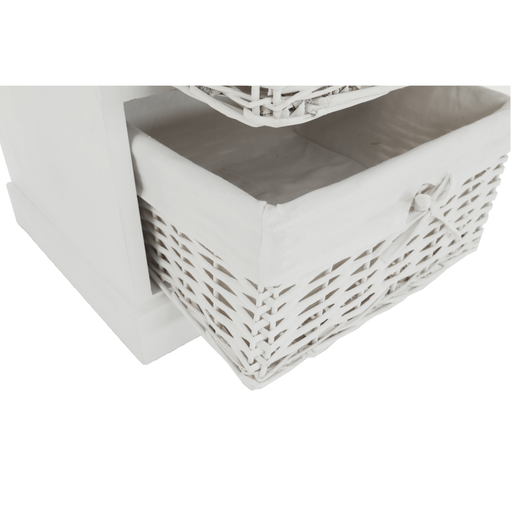 Comoda din lemn cu 4 cosuri din rachita alb Blanco 45x40x104 cm - Decorer