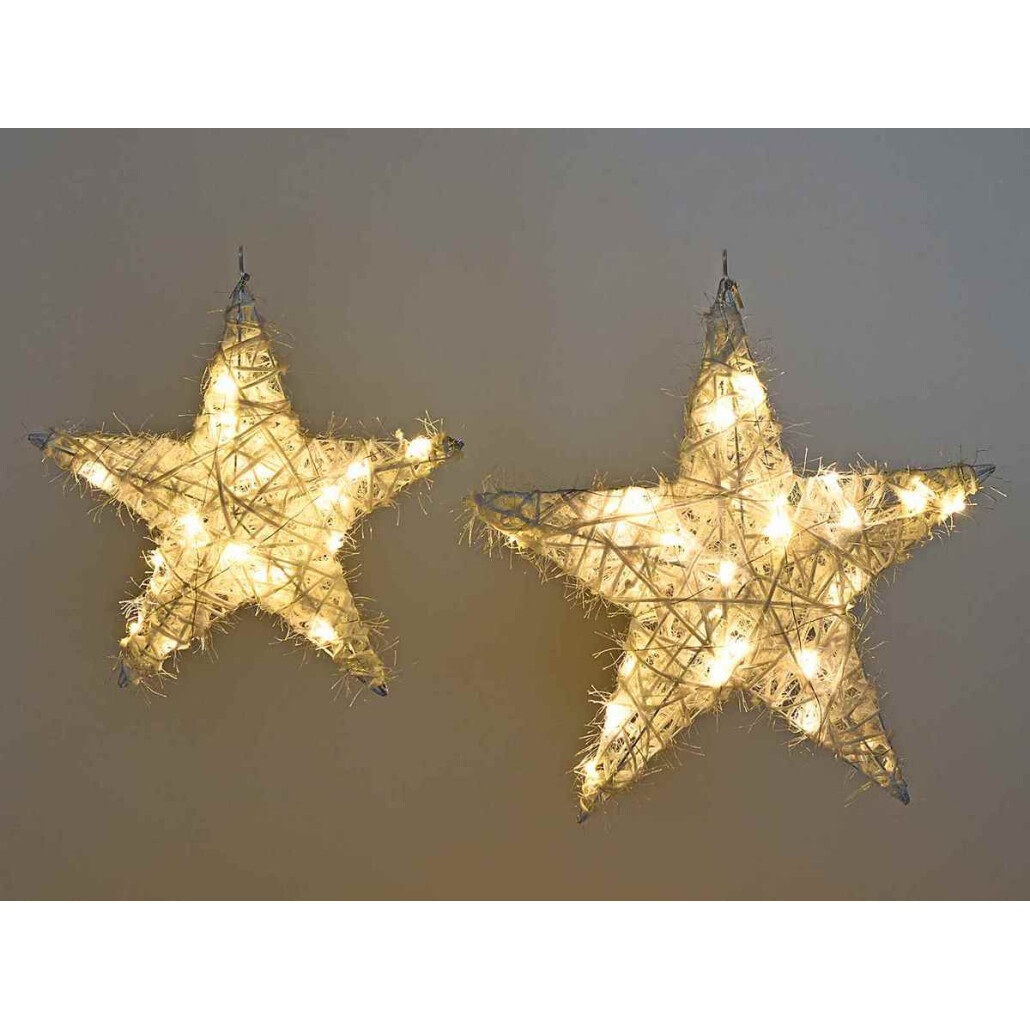 Set 2 decoratiuni luminoase Stele 37x36.5 ccm, 30x28 cm - Decorer