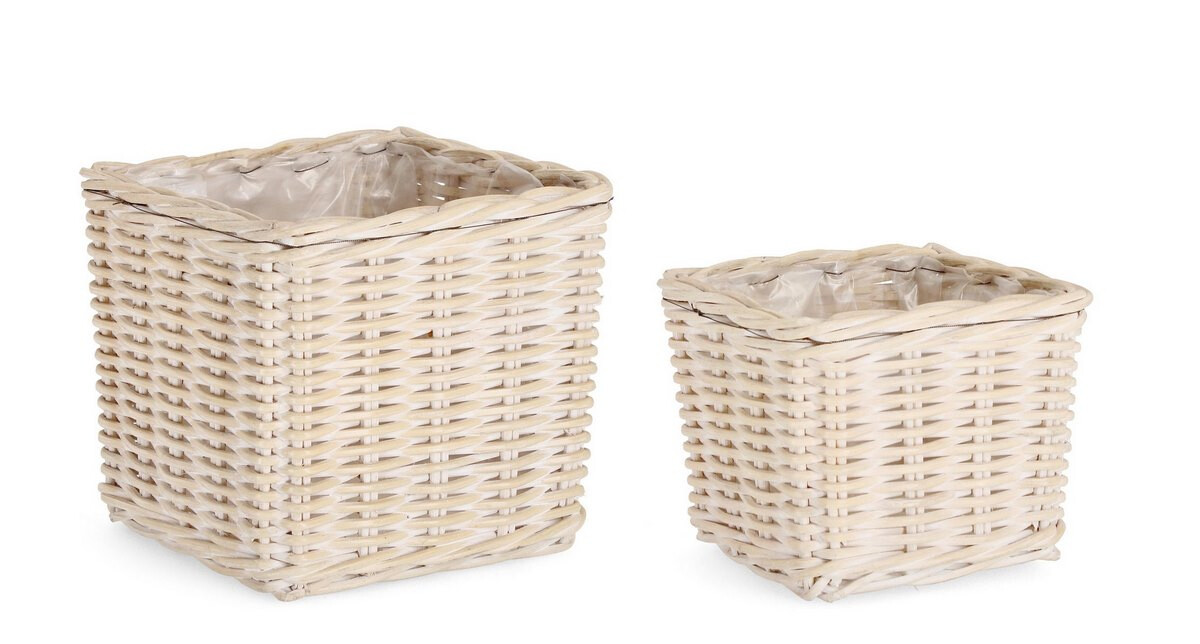 Set 2 cosuri ratan natur Randy 21x21x18 cm, 26x26x24 cm - Decorer