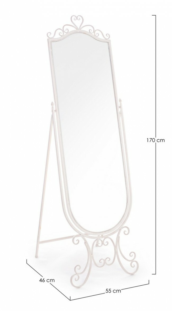 Oglinda podea otel alb patinat Emily 51x50x165 cm - Decorer
