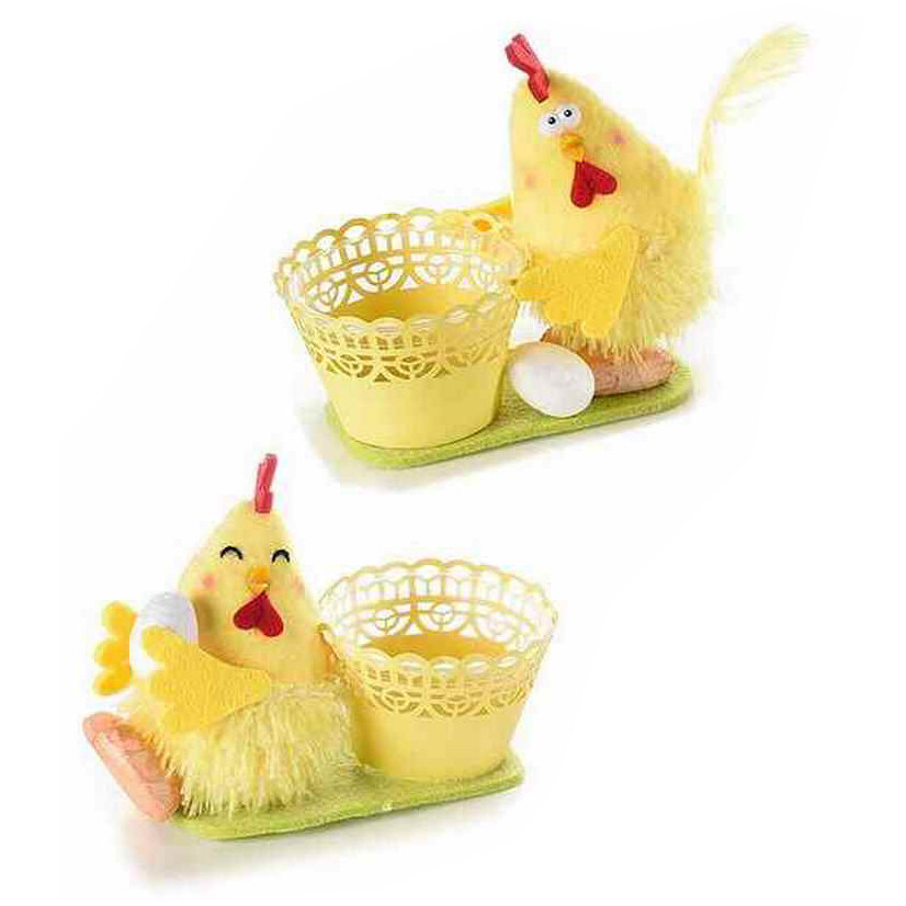 Set 2 Gaini decorative cu cos din textil galben 12x6x11 cm - Decorer