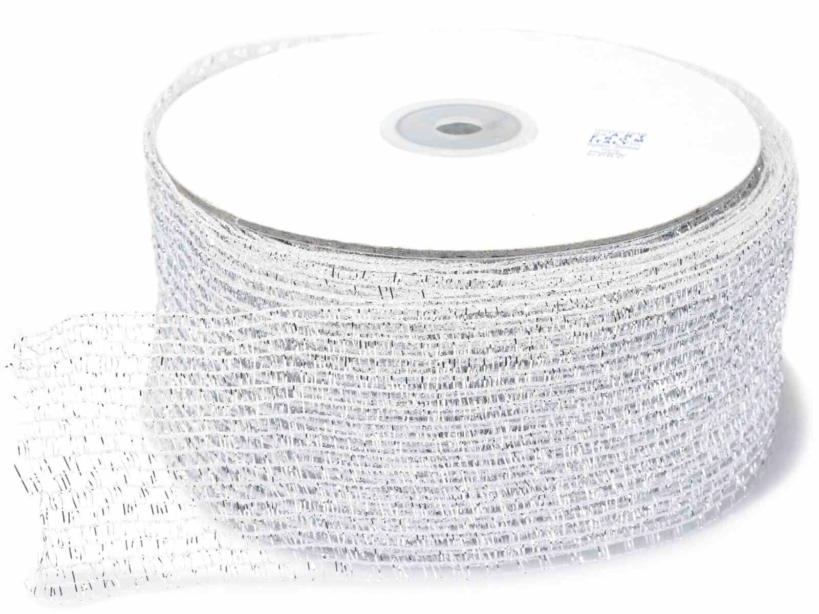 Panglica argintie Craciun 25 m x 6 cm - Decorer