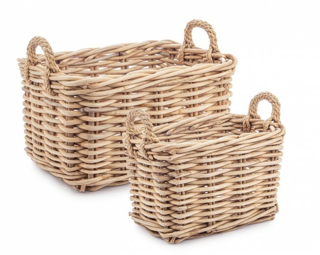 Set 2 cosuri ratan natur Malang 49x36x30 cm, 58x43x35 cm - Decorer
