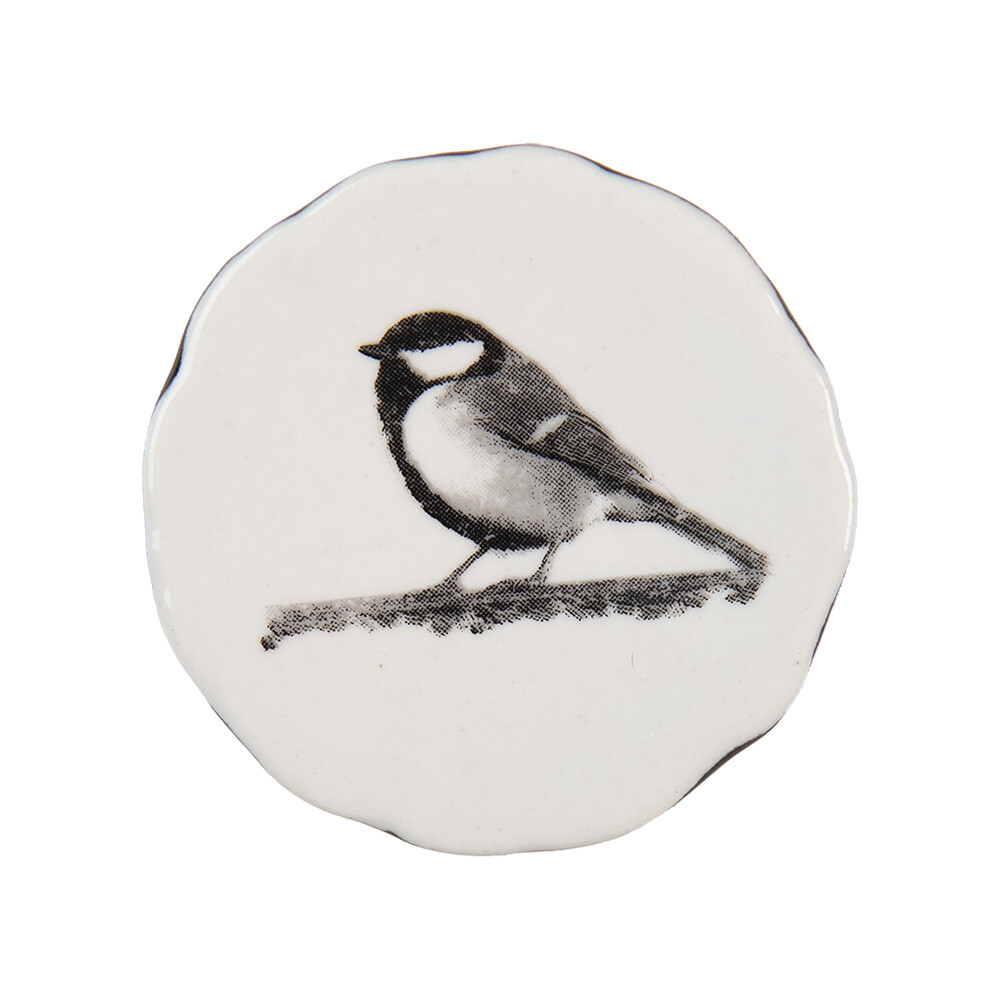 Set 2 butoni mobilier ceramica alba gri Pasare Ø 4x3 cm - Decorer