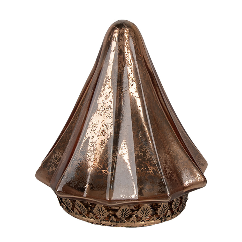 Brad Craciun sticla metal cupru cu led 14x16 cm - Decorer