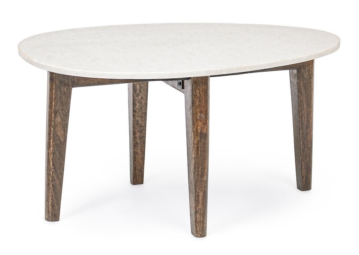 Masuta de cafea cu picioare din lemn mango maro si blat marmura ...