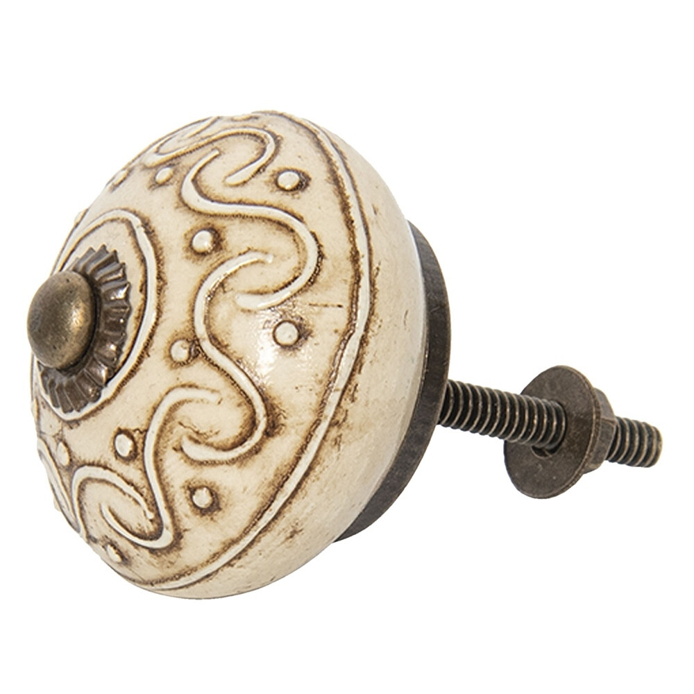 Set 4 butoni mobilier ceramica bej maro Ø 4x4 cm - Decorer