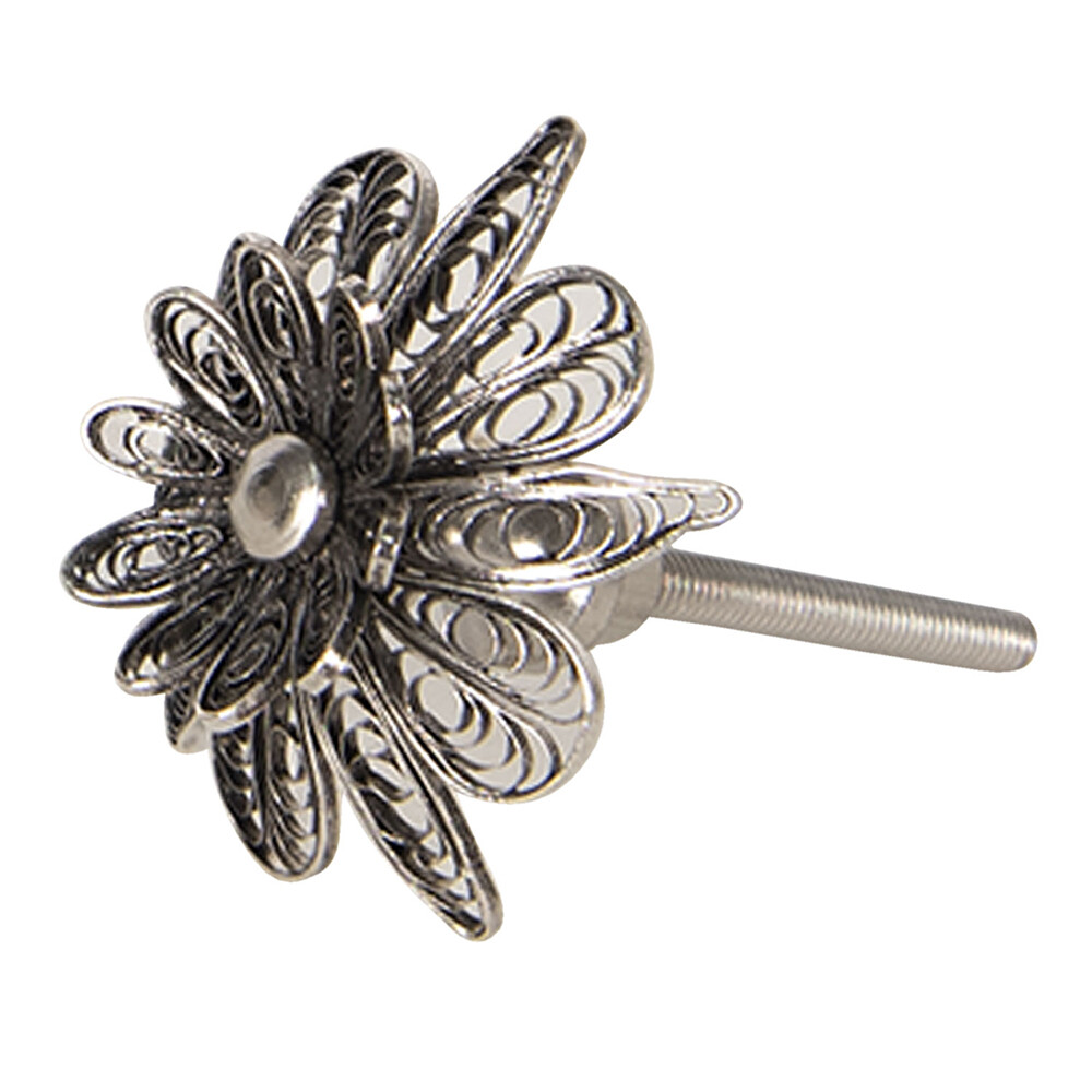 Set 5 butoni mobilier metal argintiu 4x4 cm - Decorer