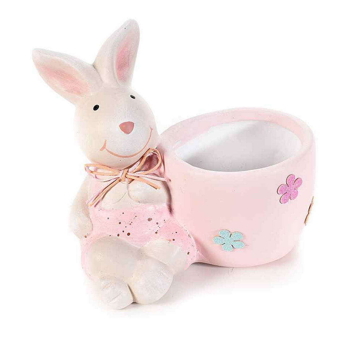 Set 2 figurine Iepurasi cu ghivece din ceramica 12x9x12 cm - Decorer