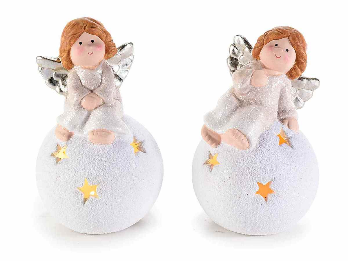Set 2 figurine Inger ceramica cu led 9x15 cm - Decorer