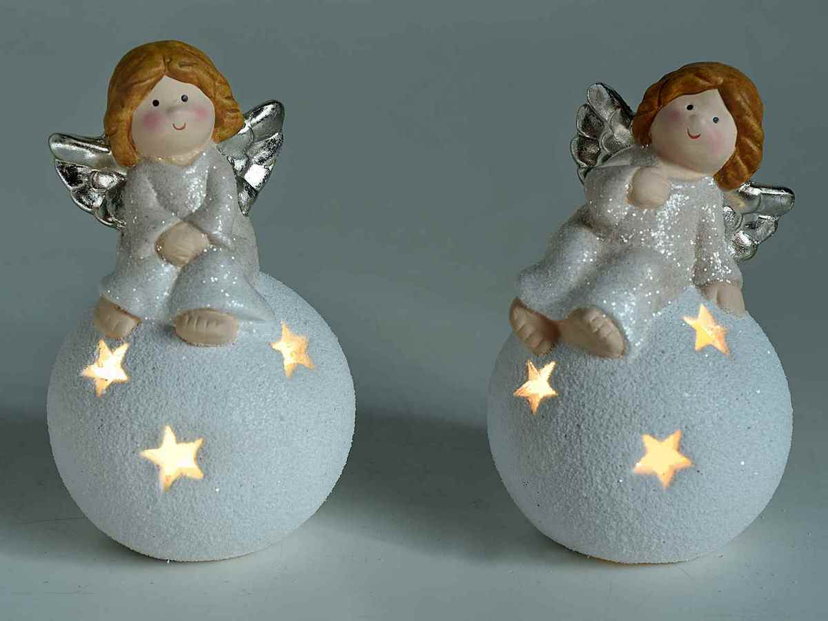 Set 2 figurine Inger ceramica cu led 9x15 cm - Decorer