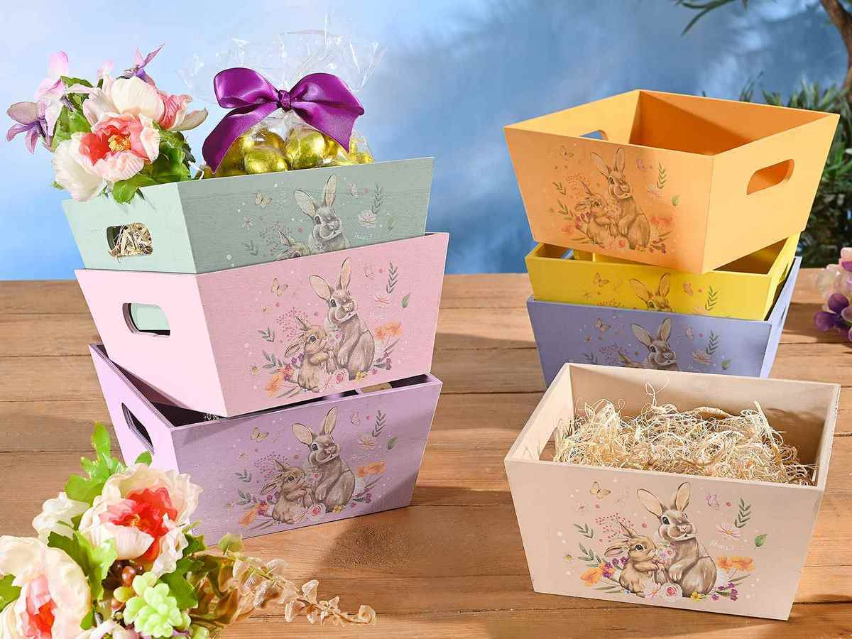 Set 7 cosulete Paste lemn multicolor 16x16x8 cm - Decorer