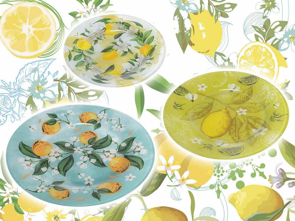Set 3 farfurii sticla decor Lamai 30 cm, 25 cm, 20 cm - Decorer