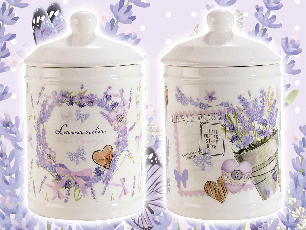 Set 2 borcane decorative ceramica Lavanda 11.5x19 cm - Decorer