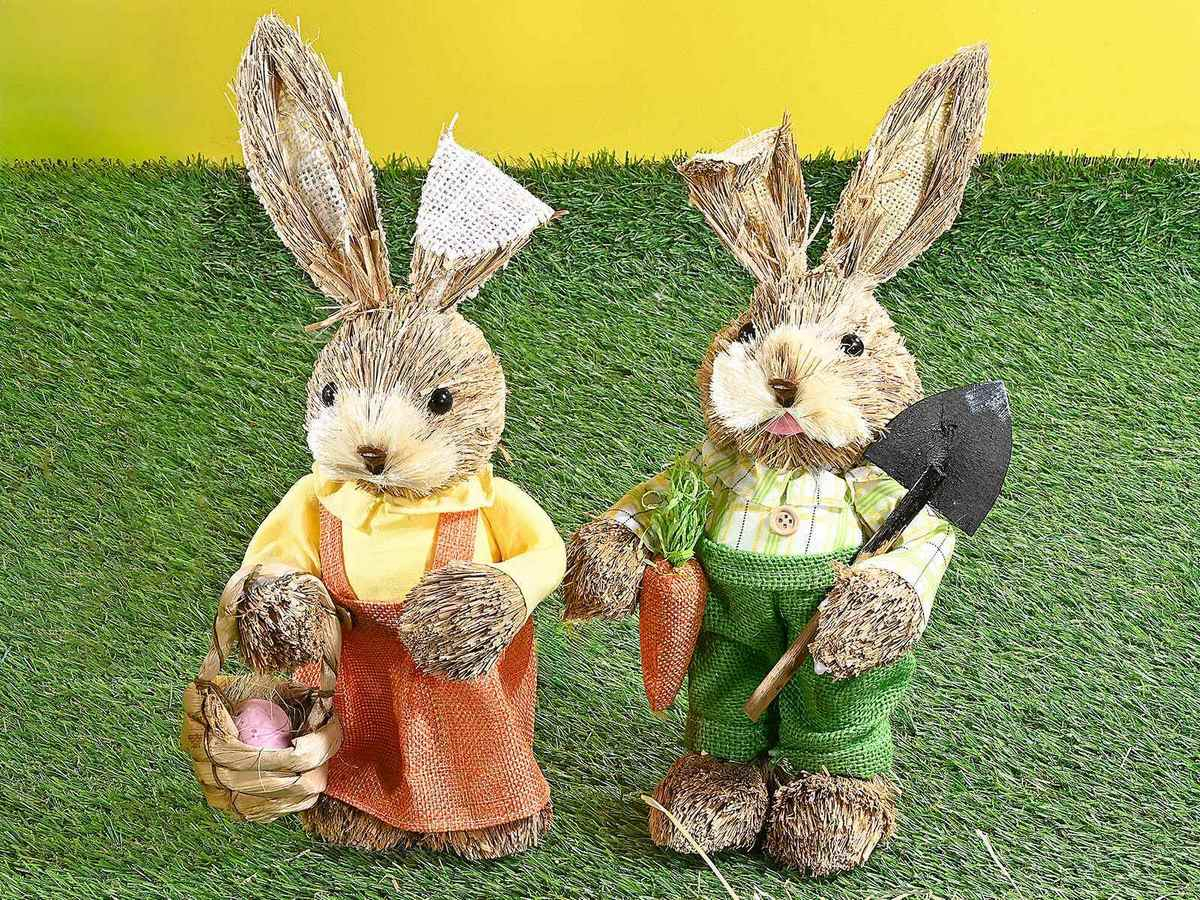 Set 2 figurine Iepurasi Paste 12x13x33 cm - Decorer