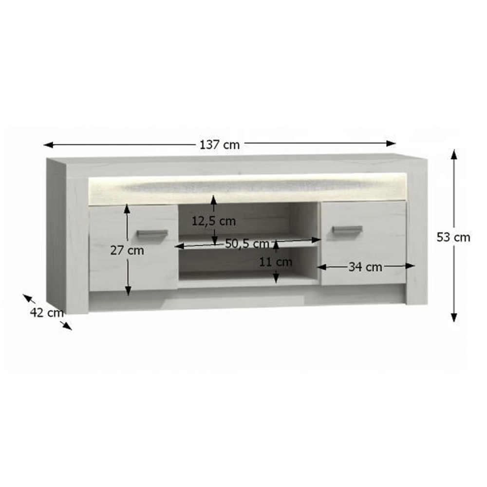 Comoda TV frasin alb Infinity 137x42x53 cm - Decorer